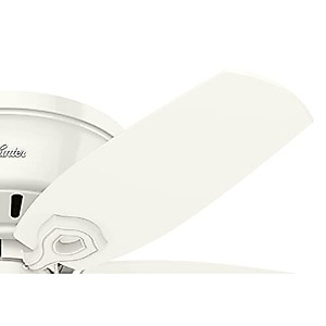 Hunter Fan Company, 51090, 42 inch Builder Snow White Low Profile Ceiling Fan with LED Light Kit and Pull Chain