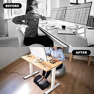Lamtetur Footrest for Under Desk at Work with 1 Optional Covers for Replacing– Adjustable Memory Foam Foot Rest for Office Chair & Gaming Chair – Ergonomic Design for Back & Hip Pain Relief (Black)