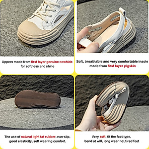 Micoklinlin Sandals for Women Fashion Genuine Leather Hiking Athletic Sandals Closed Toe Casual Breathable Skeleton Sneakers For Beach Summer Comfortable Outdoor Sport.