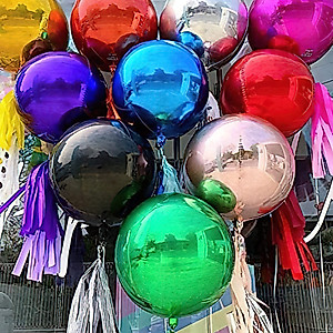 PartyWoo Red Balloons, 6 pcs Red Birthday Decorations, 22 inch Giant 4D Foil Balloons and Ribbon, Large Mylar Balloons, Metallic Red Balloons for Bachelorette Party, Bridal Shower