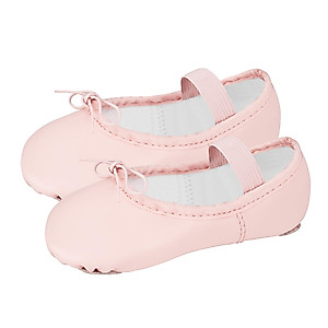 Stelle Ballet Shoes for Girls Toddler Dance Slippers PU Leather Boys Ballerina Shoes for Toddler/Little Kid/Big Kid/Women(Ballet Pink,3ML)
