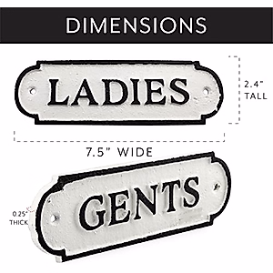 AuldHome Restroom Door Signs: Ladies and Gents; Set of 2 Cast Iron Public Bathroom Signs for Men/Women