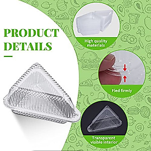HIQQUGU 100 PCS Triangle Plastic Hinged Take Out Containers Clamshell Take Out Tray, Clear Plastic Take out Containers for Dessert, Cakes, Cookies, Salads, Pasta, Sandwiches (5.5x4x3 in)