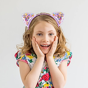 Fishdown Cute Cat Ears Headbands Set for Girls Plastic Headbands for Non-slip Transparent Cat Ears Headbands Quicksand(7pcs Per Pack Each Color 1pcs)