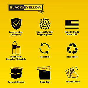 Black & Yellow 17-Gallon Tough Storage Containers, Extremely Durable®, 4-Pack (4)