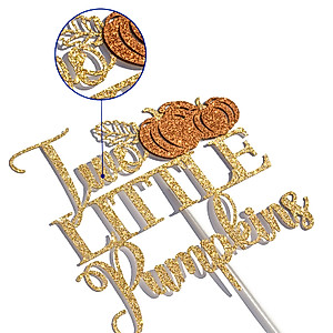 Two Little Pumpkins Cake Topper, Twins Birthday Cake Decor, Boys Girls Little Pumpkin Decor, Fall Twins Baby Shower Gender Reveal Party Decorations, Gold Glitter