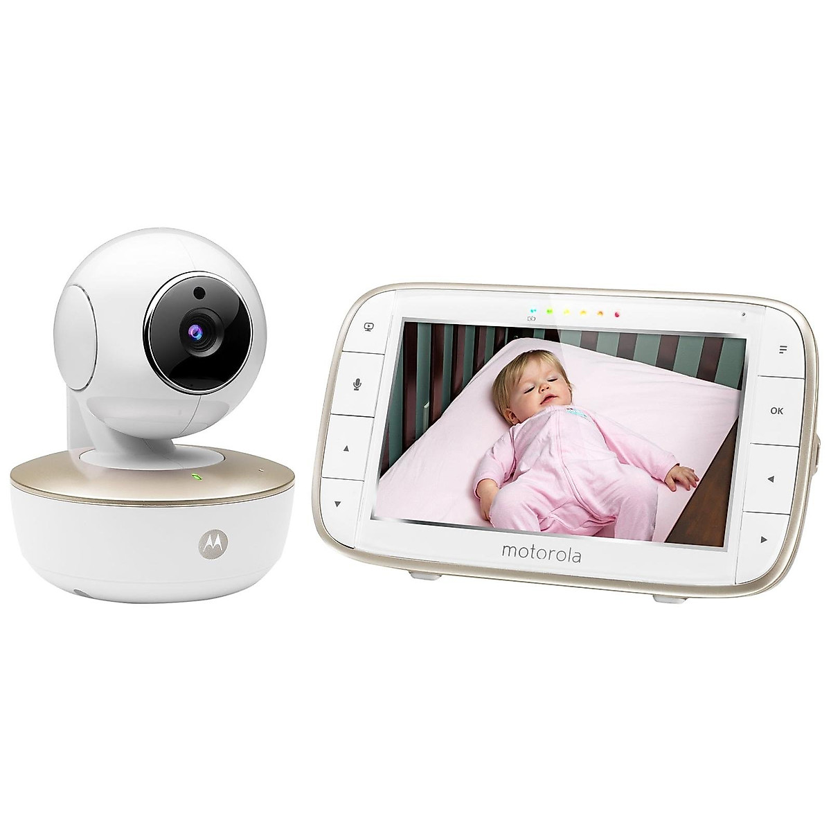 Motorola MBP855CONNECT Portable 5-Inch Color Screen Video Baby Monitor with Wi-Fi and One Camera, White