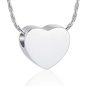 constantlife Cremation Jewelry for Ashes - Heart Pendant Memorial Urn Necklace Ashes Holder Stainless Steel Personalized Customization Keepsake (Silver)