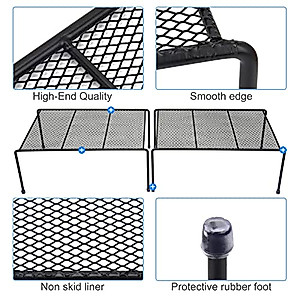Set of 4 Mesh Kitchen Shelves Cabinet Storage Shelf Rack (13.1 x 10.2 Inch) ，Kitchen Bathroom Pantry Cupboard Desk Home Office, Fridge, Cabinet, Bathroom Cupboard, Non-slip Plastic Feet (Black)