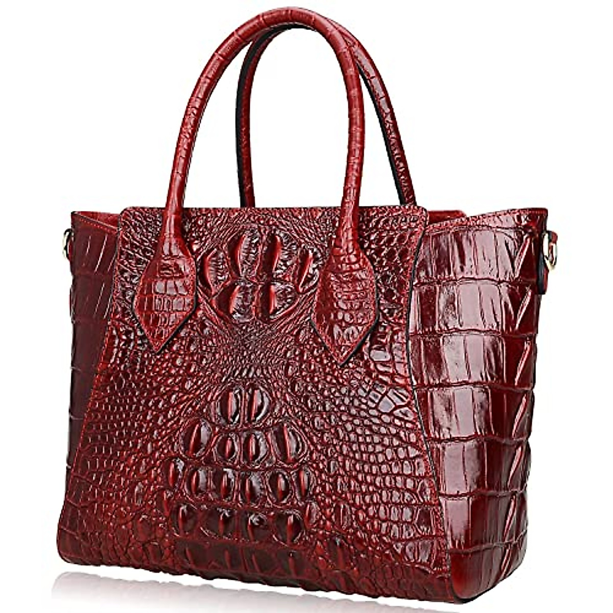 PIJUSHI Embossed Crocodile Handbags for Ladies Designer Purses Top Handle Shoulder Bag Bundle with Wristlet Wallet For Women Crocodile Leather Wallet Ladies Clutch Purses