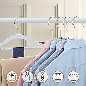 Plastic Coat Hangers 50 Pack Space Saving Coat Hanger Ultra Thin Non Slip Clothes Hanger Heavy Duty Pant Hangers with 360°Rotating Rose Gold Hook by GUFUR