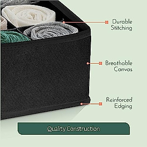Dresser Organizer, [8 Pk] Black Fabric Dresser Drawer Organizers (4 Sizes With 90 Slots) Foldable Underwear Drawer Organizer Breathable Bins for Bra, Lingerie, Socks, Scarves, Belt, Tie, Baby Clothes.