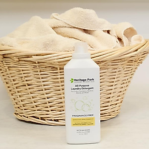 Heritage Park Luxury Laundry Detergent | Dermatologist Tested Plant based Natural & Enzyme Laundry Detergent | Sensitive Skin Friendly - Fragrance Free (32 fl oz)