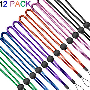 YOUOWO Wrist Lanyard Adjustable length small Strap 12 Pcs Wrist Short Lanyard for Keys Phone Cases Lanyard Keychain USB pink,green,blue,orange,purple,black