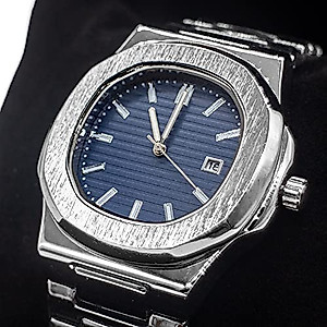 BARAMON Wrist Watches for Men, Nautilus Stainless Steel Quartz Movement Date Luxury Style Men's Luminous Hands Casual Business Watches