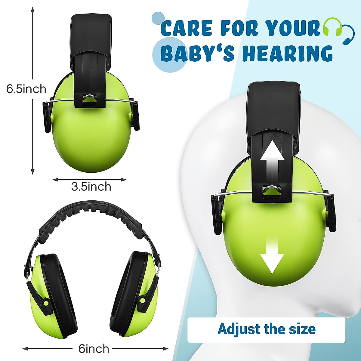 Yunsailing 4 Pack Kids Noise Reduction Headphones Ear Protection Headphones Ear Muffs for Noise Reduction 26 dB Adjustable (Blue,Green)