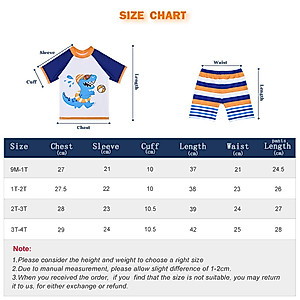 Toddler Boys 2-Pieces Dinosaur Bathing Suit Trunk and Rashguard Kids T-Rex Printed Swimwear Swimsuit Short Sets
