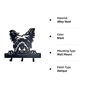 Key Holder for Wall Mount with 3 Hooks (Yorkie)