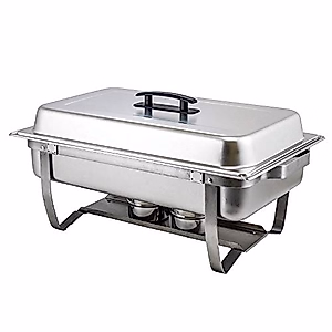 Winco C-4080 - 8 Quart Full-Size Stainless Steel Chafer W/Folding Stand