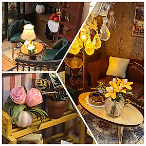 Fsolis Mini House Kit, DIY Miniature Dollhouse Kit 3D Wooden Puzzle Model Building Project Tiny Modern House 2 Stories Hobbies for Men Women Teens Adult