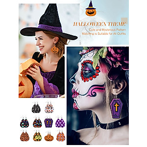 Hicarer 25 Pairs Christmas Faux Leather Earrings Halloween Thanksgiving Holiday Fall Leather Teardrop Dangle Earrings for Women