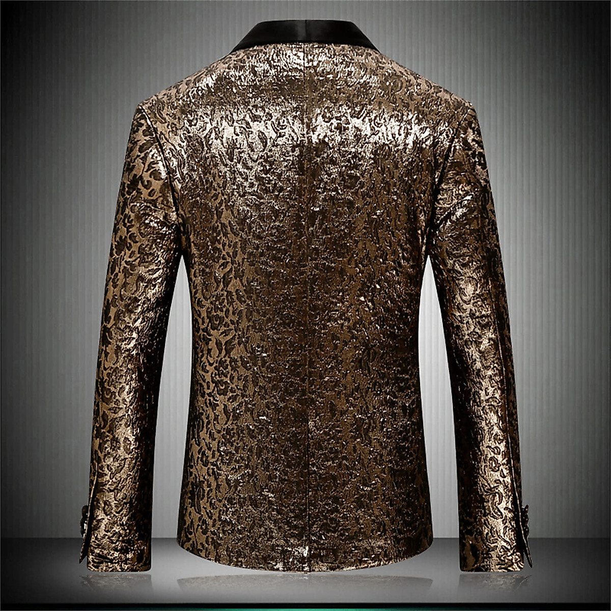 Men's Floral Dress Blazer Suit Jacket One Button Dinner Party Prom Jackets Luxury Stylish Slim Fit Wedding Tuxedo (Brown,50)