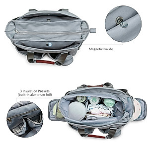 Breast Pump Bag - Baby Diaper Tote Bag with Laptop Sleeve and Insulation Pocket, Fit Most Breast Pumps Like Medela, Spectra S1,S2 (Blue)