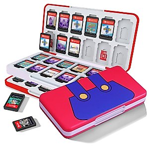 VANJUNN Game Card Case for Nintendo Switch Games, 48 Cartridge Slots Game Storage Case with 24 Memory SD Card Slots for Switch, Switch OLED(Silicone Lining)