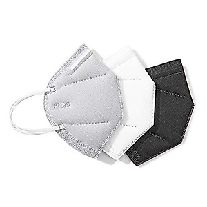 ApePal 5-Layer Disposable KN95 Face Masks Wide Elastic Ear Loops Safety Face Mask,Grey,10 PCS/Pack