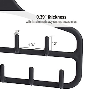 Belt Hanger Rack Holder for Closet, Sturdy Belt Organizer with 360 Degree Swivel, 11 Large Sturdy Belt Hooks, Non Slip Rubberized Belt Storage, Black