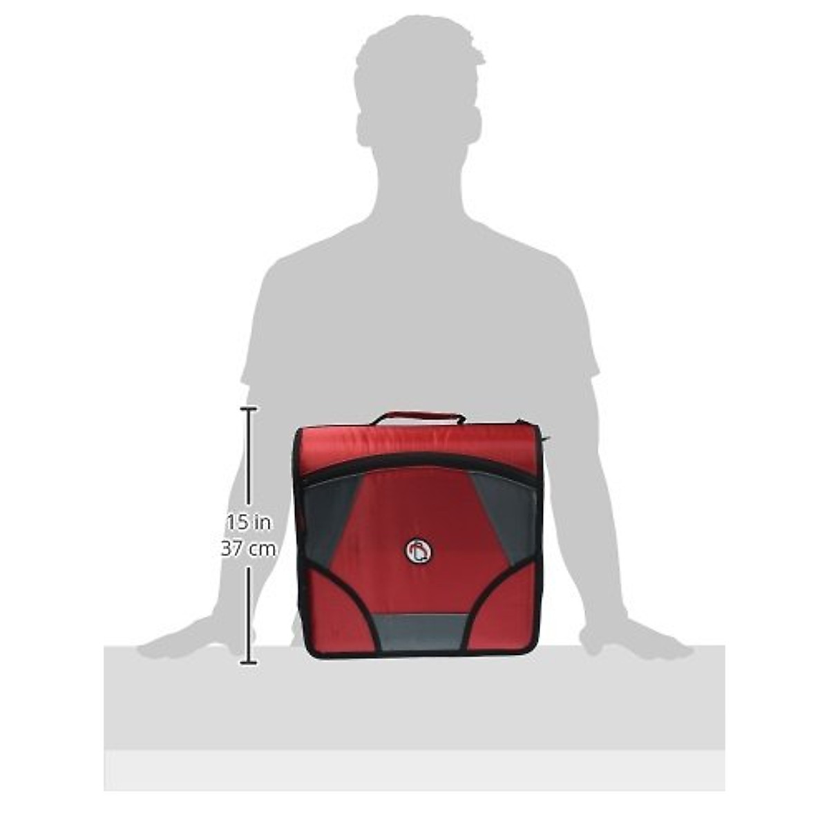 Case-it The King Sized Zip Tab Zipper Binder - 4 Inch D-Rings - 5 Subject File Folder - Multiple Pockets - 800 Sheet Capacity - Comes with Shoulder Strap - Red D-186