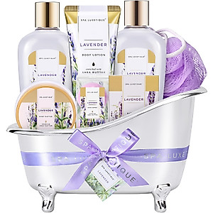 Spa Gifts for Women Spa Luxetique Spa Gift Baskets for Women, 8 Pcs Lavender Bath Sets for Women Gift with Bubble Bath, Bath Gifts for Women Christmas Gift Baskets Christmas Gifts for Women