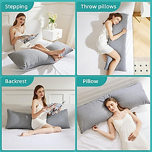 NOFFA Body Pillow for Adults and Pregnancy Large Long Bed Pillows for Sleeping Adjustable Shredded Memory Foam Hug Pillow Maternity Side Sleeper Pillow Long Cuddle Pillow Support and Fluffy 15x54 Inch