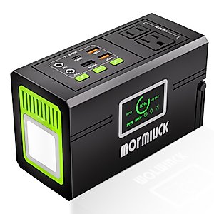 MORMLUCK 88.8Wh Portable Power Station, 127W Solar Generator, 2 * AC Outlets110V/127W, 1*Type-C，2*QC3.0, LED Flashlight, Suitable for Power Outages, Hurricanes, Camping, and Emergency Backup.…