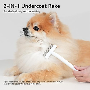 aumuca Cat Brush for Long Haired Cats, Dog Brush for Shedding Grooming Small Medium Dogs, Deshedding Dog Brush Dematting Comb for Dogs Remove Loose and Matted Fur, Pet Grooming Undercoat Rake, White