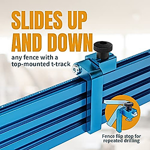 POWERTEC 24" Drill Press Fence Set w/T Slot Fence, Mounting Brackets, Flip Stops, Hold Down Clamps, Hardware for T-Slot Drill Press Table Tops, 71633