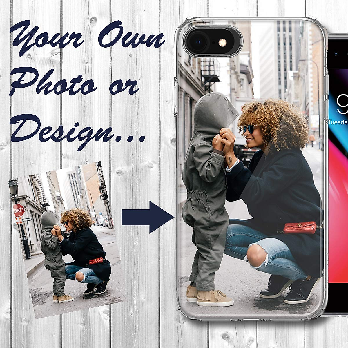 MUNDAZE Design Your Own iPhone SE (2020) SE 3 (2022) 6/7/8 Case, Personalized Dual Layered Photo Phone Cover