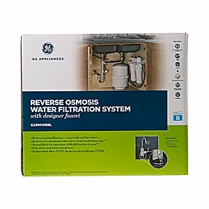 GE Reverse Osmosis System & Under Sink Water Filter | Faucet & Easy Install Kit Included | Premium Filtration Reduces Lead, Chlorine & More | Replace Filters Every 6 Months | GXRM10RBL