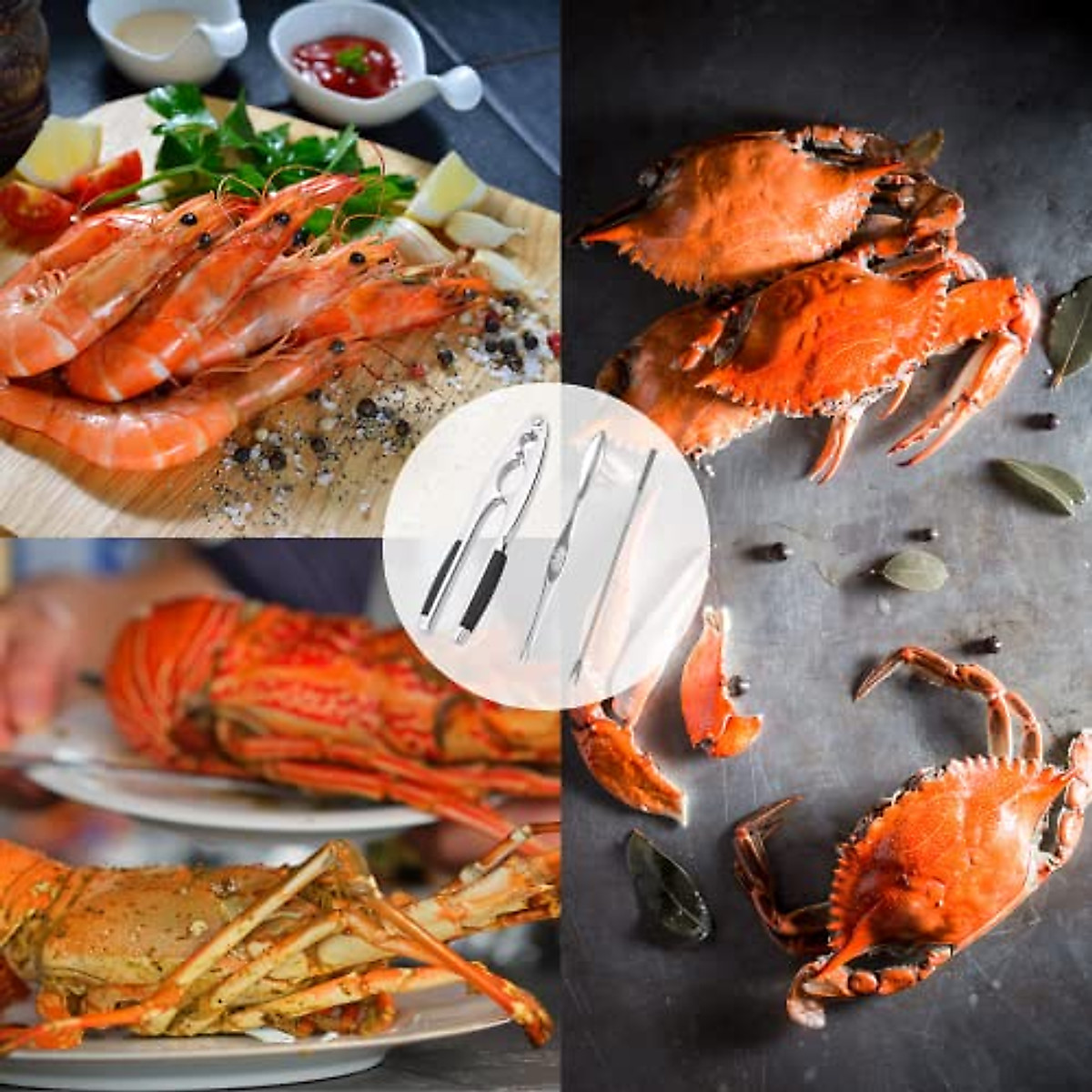 LOCEAST 1 PCS Nut Crackers Heavy Duty Walnut Cracker with Non-Slip Handle Nut Crackers Tools with 2 PCS Forks Nutcracker Pecan Walnut Plier Clip Tool