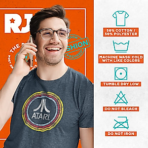 Ripple Junction Atari Men's Short Sleeve T-Shirt Distressed Classic Retro Fuji Logo in Circles Vintage Gaming XL HEA. Navy