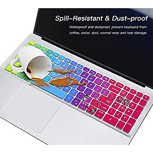 Keyboard Cover for Dell G15 5510 5515 Gaming,Dell Inspiron 15 3000 3501 3505 3502 5000 7000 7500 7501 7506 7590 7591 7706 7790 5501 5502 5505 5508 5584 5590 5593 5598,Vostro 3000 5000 7000, Rainbow