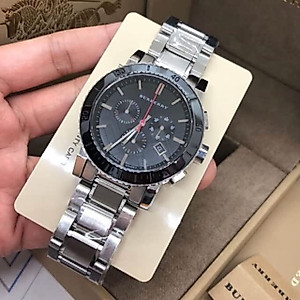 Burberry TOP Luxury Watch Chronograph Men The City Stainless Steel Black Ceramic Bezel Date Dial BU9380