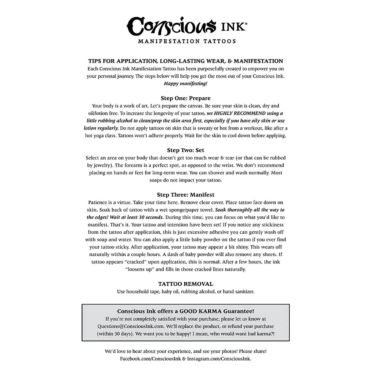 Conscious Ink, Temporary Tattoos, Inspirational, Mindfulness Tools, Long Lasting, Non-Toxic, Waterproof, Cruelty-Free, Made in USA, 1 Abundance Variety Pack Of 8 Manifestation Tattoos