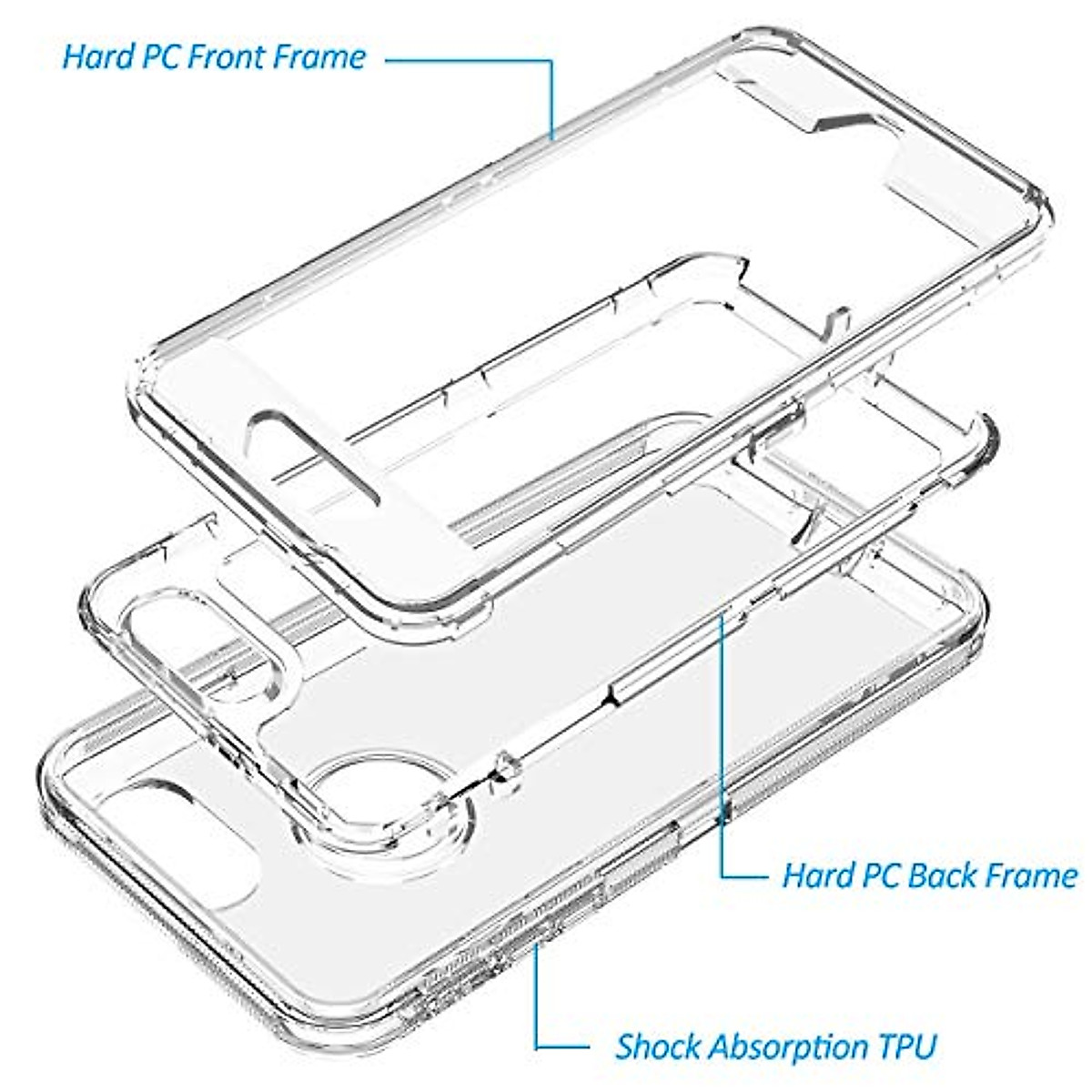 ORIbox Case Compatible with iPhone 7 Plus Case, Compatible with iPhone 8 Plus Case, Heavy Duty Shockproof Anti-Fall clear case,Color-Crystal Clear