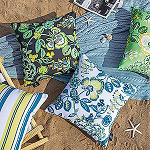 Phantoscope Pack of 2 Outdoor Indoor Throw Pillow Covers Decorative Waterproof Outdoor Pillows Patio Pillows Cushion Case for Couch Tent Park, Off White 18 x 18 Inches