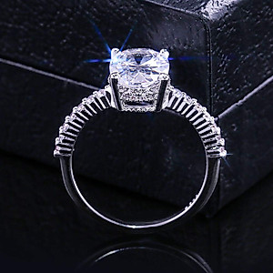 White Gold Plated 4 Carat Brilliant Cut Solitaire Cubic Zirconia CZ Engagement Ring Purpose Statement Anniversary Halo Ring (6)