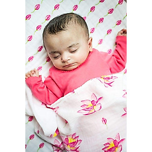 Malabar Baby Certified Organic Swaddle Blanket Set | Luxurious Cotton Muslin Blankets for Girls & Boys | Baby Receiving Swaddles for Newborns & Infants | Unique Gifts, 2 Pack (Enchanted Garden)