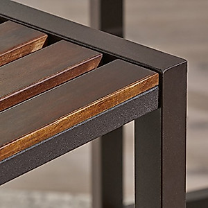 Christopher Knight Home Lilith Indoor Acacia Barstools with Iron Frames, 2-Pcs Set, Dark Brown / Rustic Metal