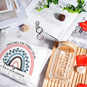 Yaomiao 3 Pcs Christmas Employee Appreciation Gift for Women Thank You 16 oz Glass Cup Makeup Bag Keychain for Teacher(Awesome)