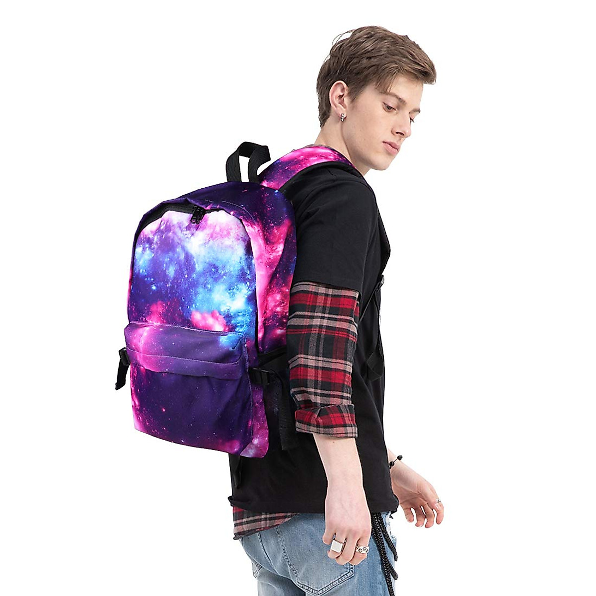 E-Clover Galaxy Backpack for Girls/Women/Men Lightweight School Backpacks Bookbag for Boys Waterproof Travel Daypack Purple Christmas Gift